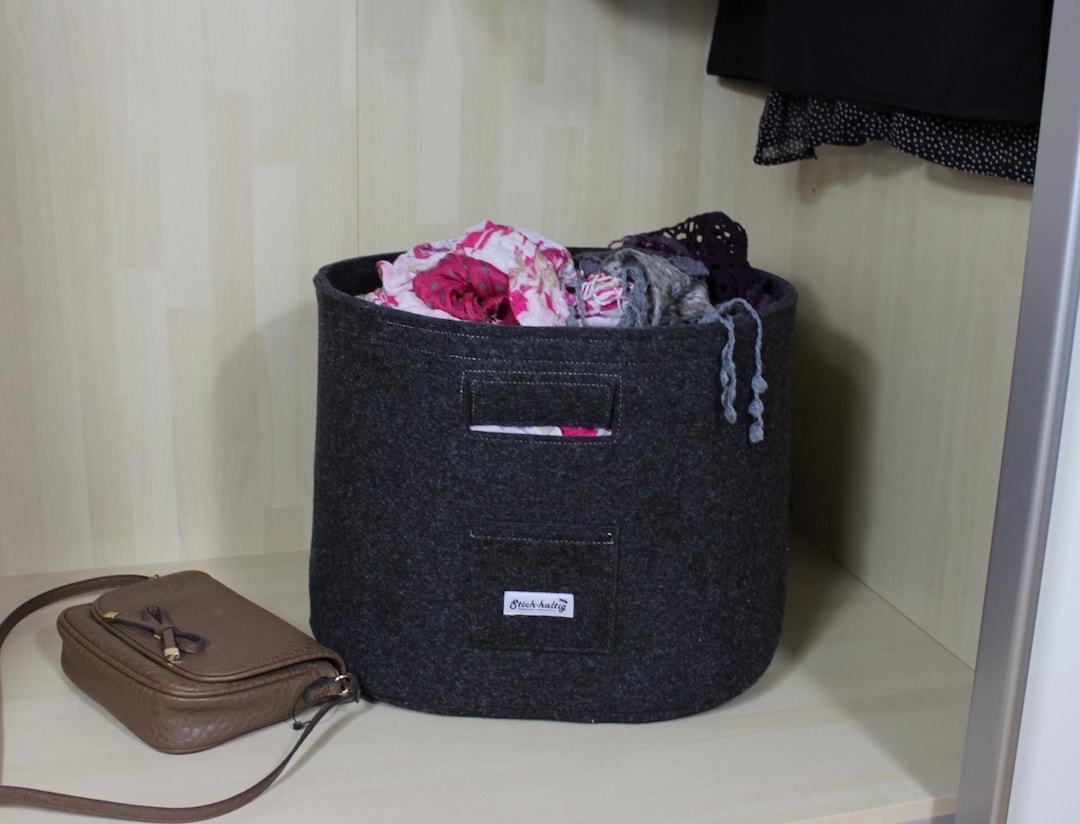 Oval Laundry Hamper Felt Storage Basket Felt Organizer Felt Bin Custom ...