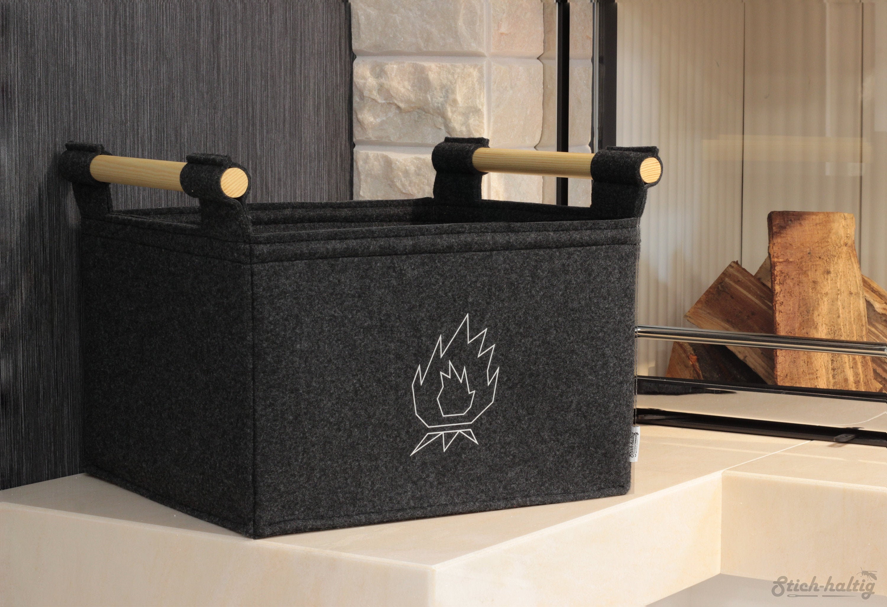 Filz Holzkorb für Kaminholz Stabiler Kaminholzkorb mit - Etsy Schweiz