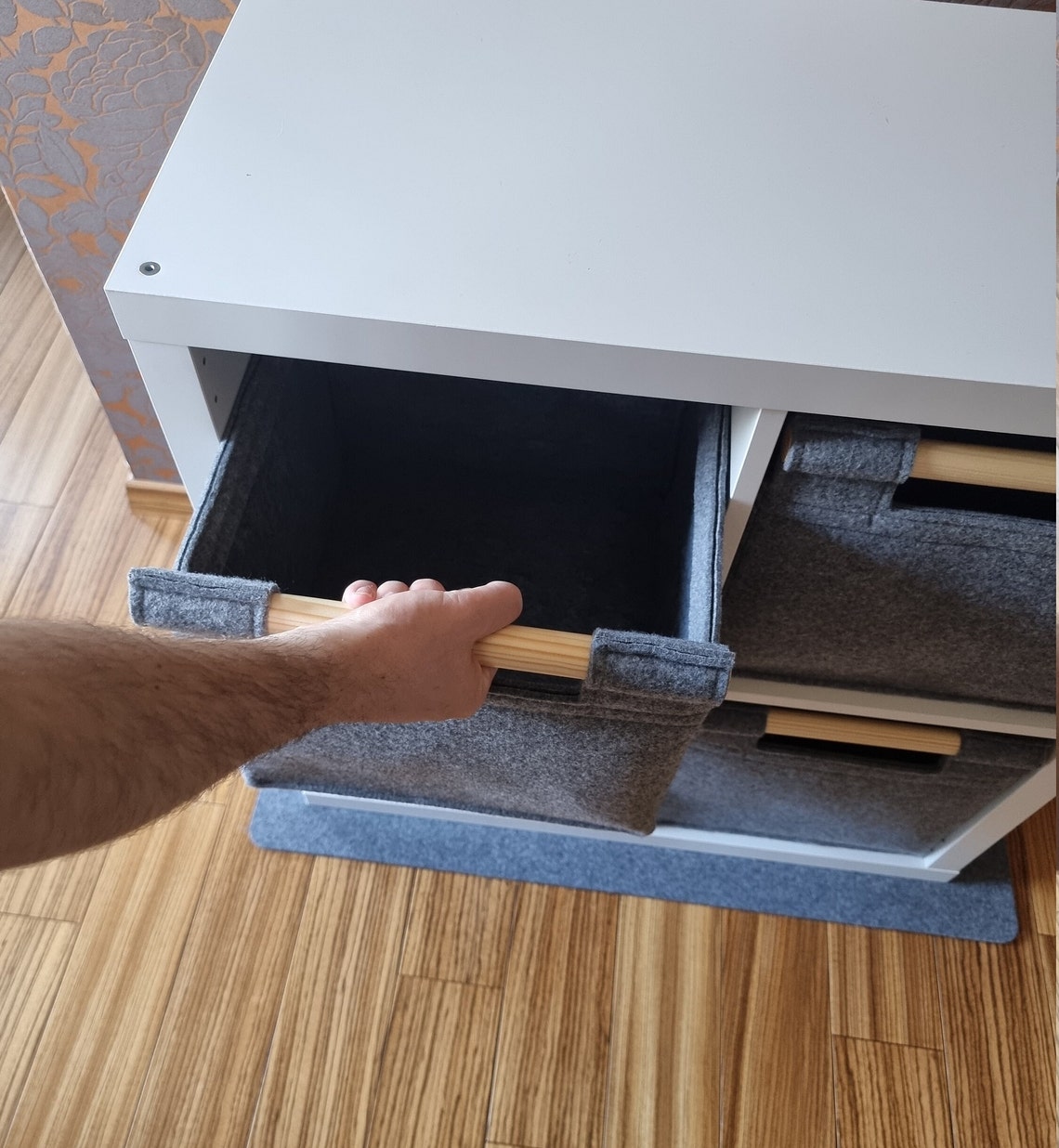 Felt Box With Wooden Handle Felt Basket as a Kallax Insert - Etsy