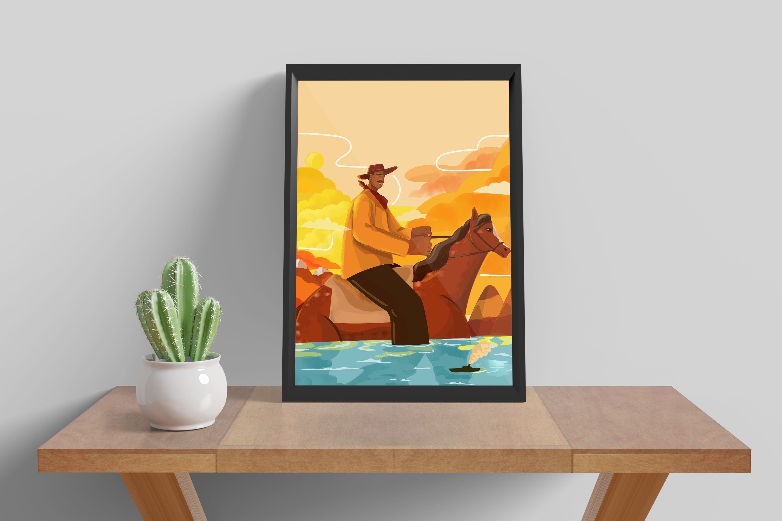 Cowboy Digital Poster, Western Digital Art, Modern Art, - Etsy