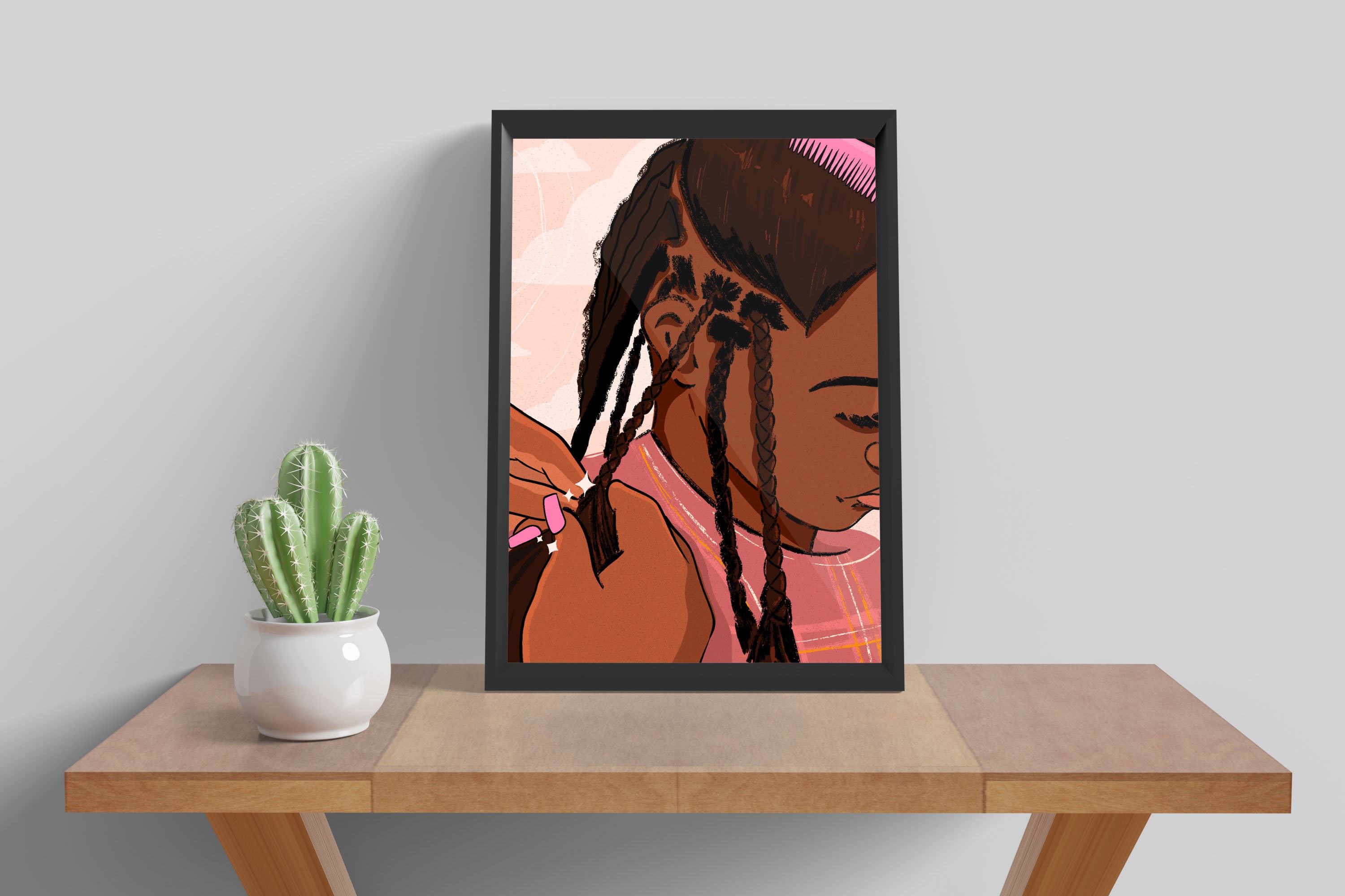 Hair Braiding Digital Art, Girl With Braids, Fashion Art, Abstract Art ...