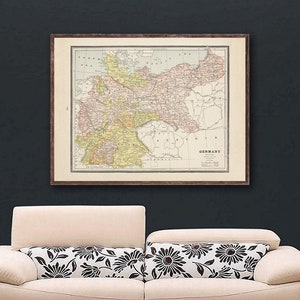 1887 Germany Map Reprint, Vintage Cram's Germany Map Reprint, 4 Large ...