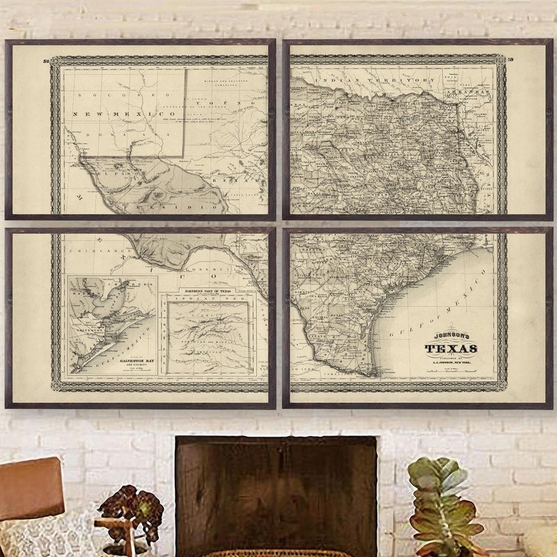 Texas Vintage Map - Etsy