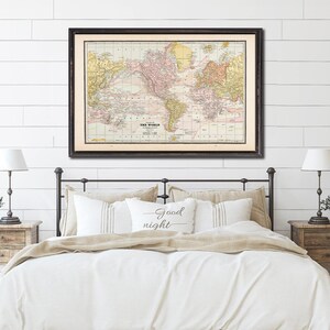 1887 World Map Reprint , Vintage Cram's "chart of the World" Map ...