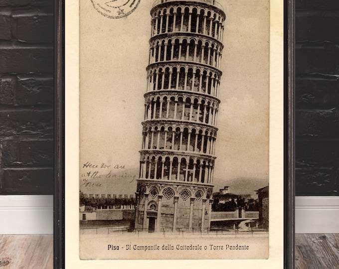 1914 Tower of Pisa Postcard Art Reprint- Postcard Decor - Italian ...