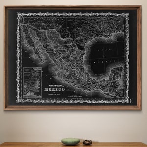 1862 Johnson's Mexico Map Reprint, Vintage Mexico Map Reprint - 3 Color ...