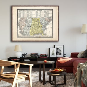 1887 USA Map Reprint, Vintage Cram's USA Time Zone Map Reprint, 4 Large ...