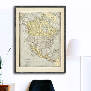 1887 North America Map Reprint - Vintage North America Map Reprint 4 ...
