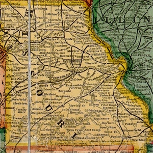 1875 US Railroad Map Reprint, Vintage USA Map Reprint - 4 Sizes up to ...