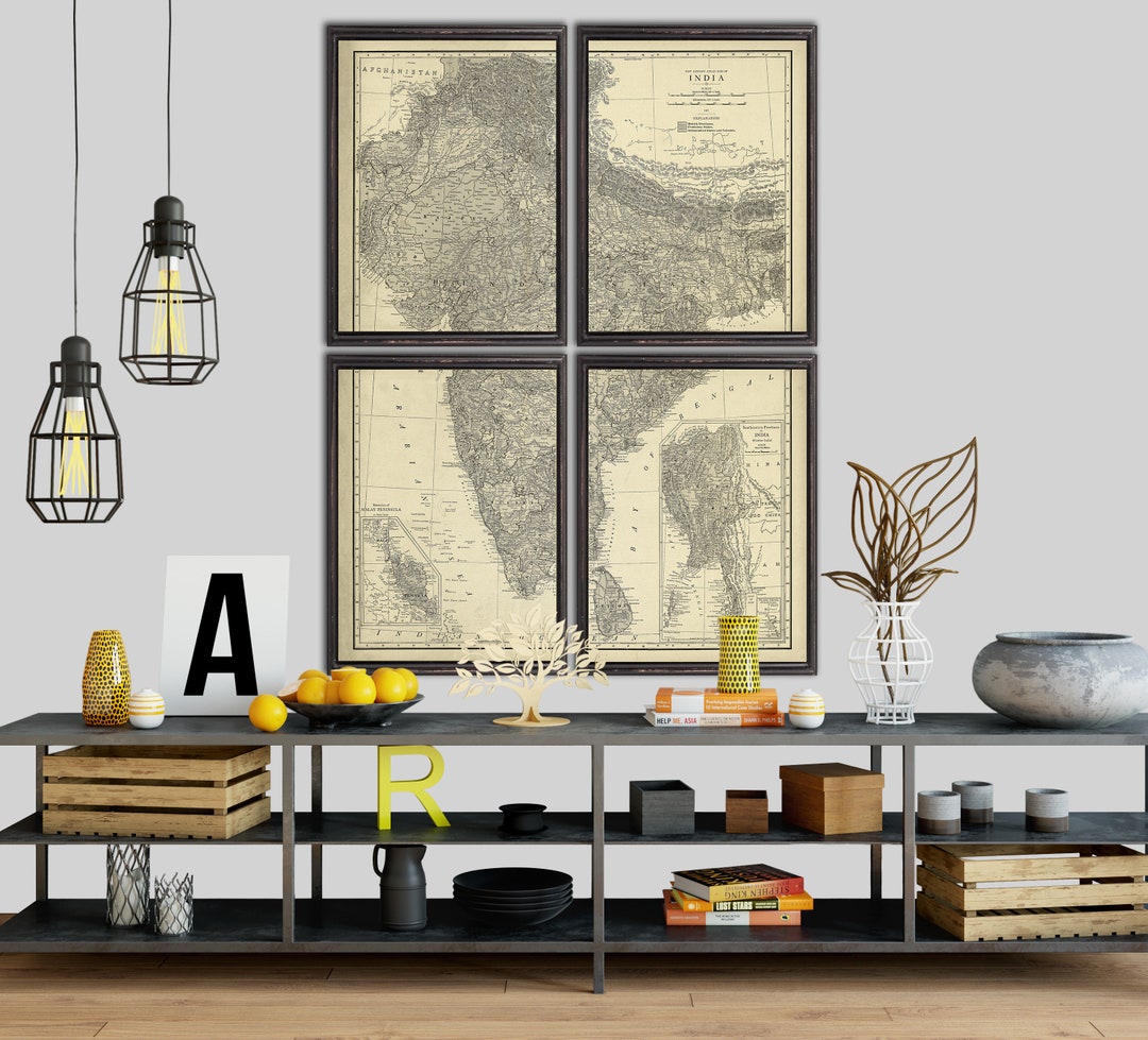 1912 India Map Reprint - SE Asia/india Map Decor - 6 L/XL Sizes up to ...