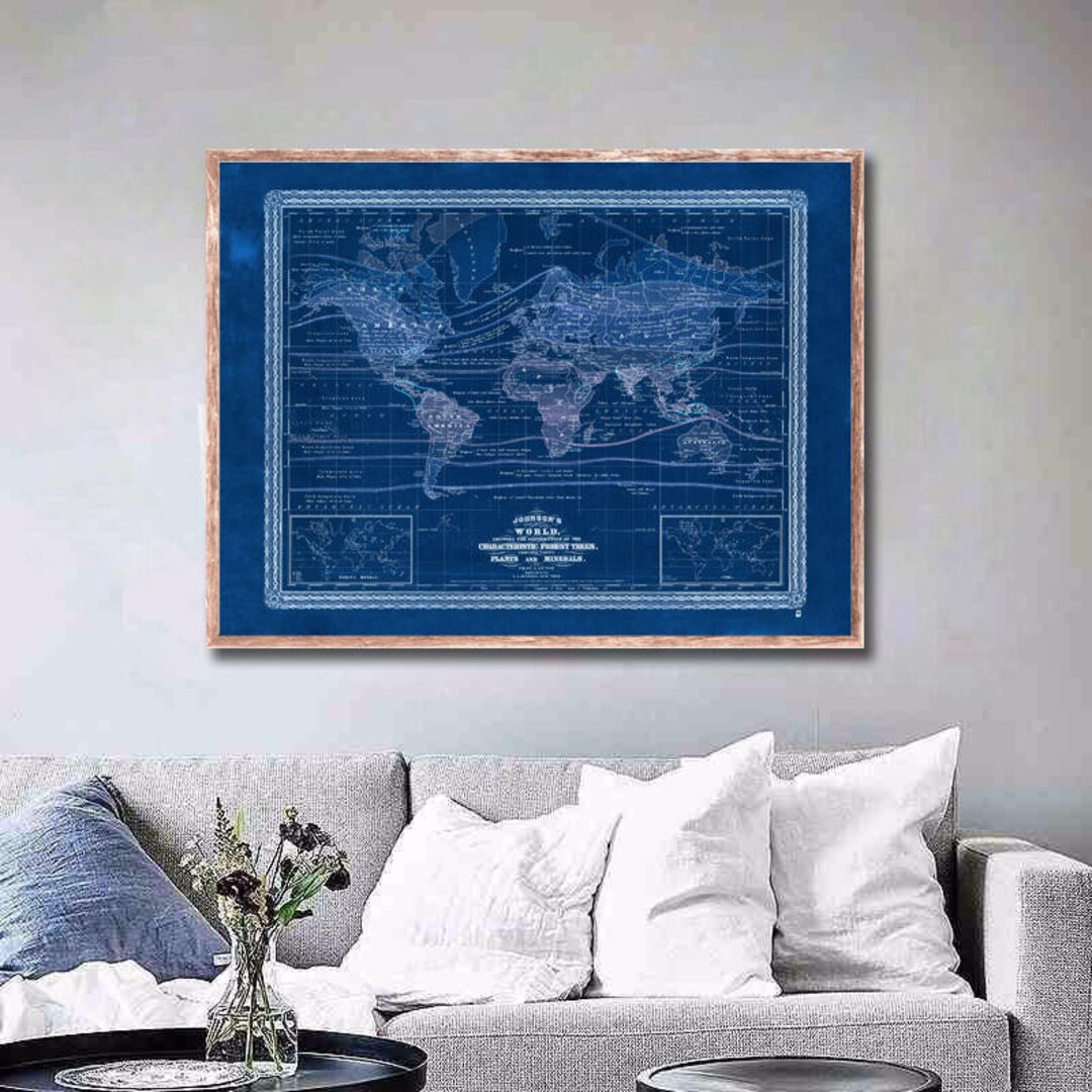 1870s World Trees, Plants, Minerals Map Reprint - Scientific Victorian ...