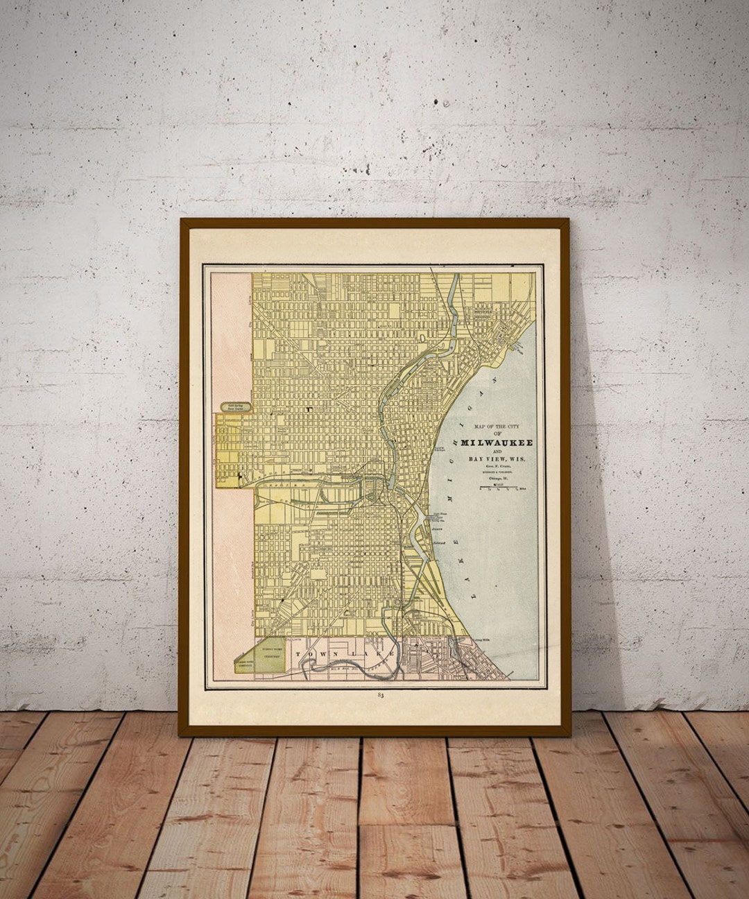1887 Milwaukee Map Reprint - Vintage Milwaukee Reprint 4 Large/xl Sizes ...