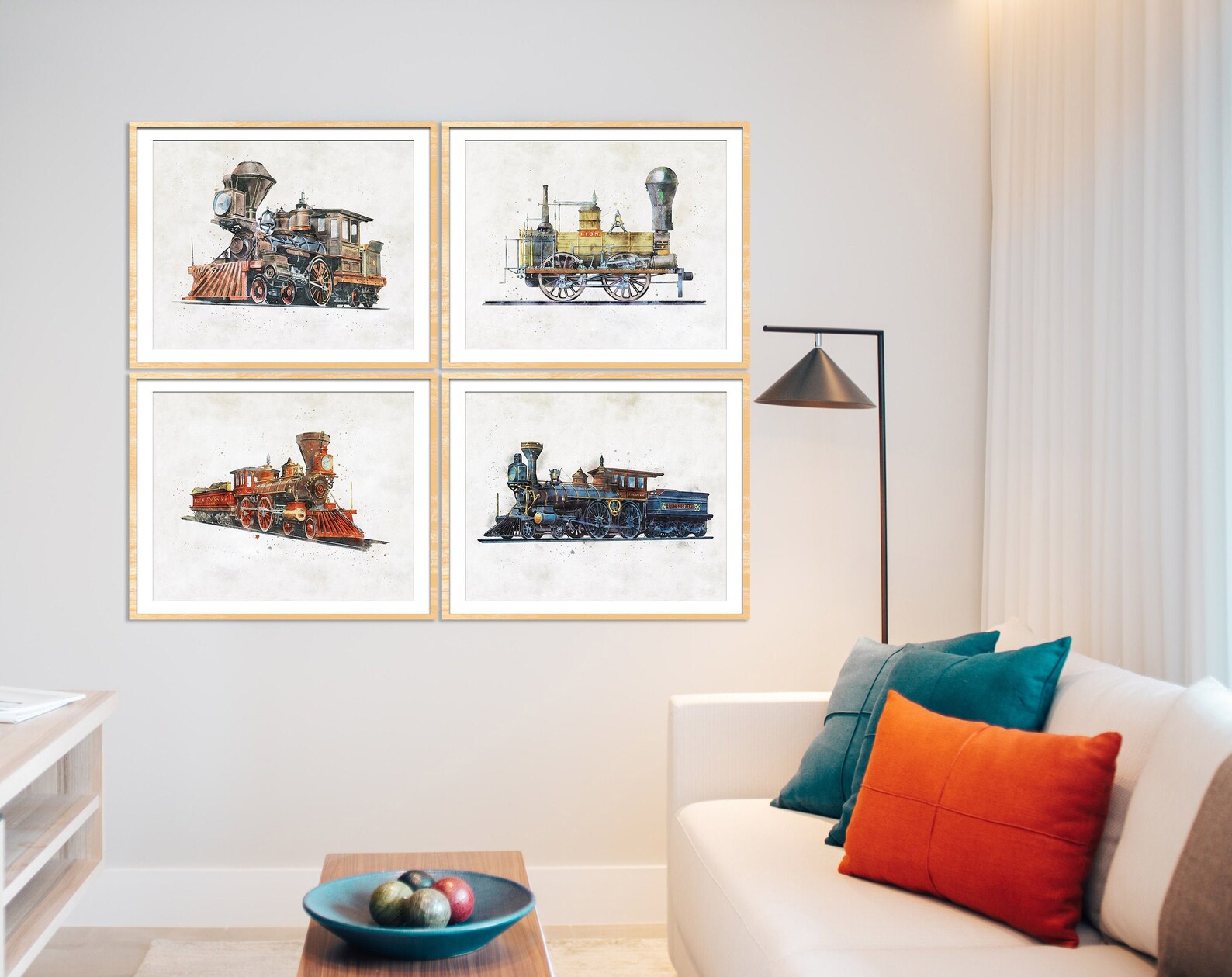 Classic Train Print Set 4-piece Digital Watercolor Train Set - Etsy