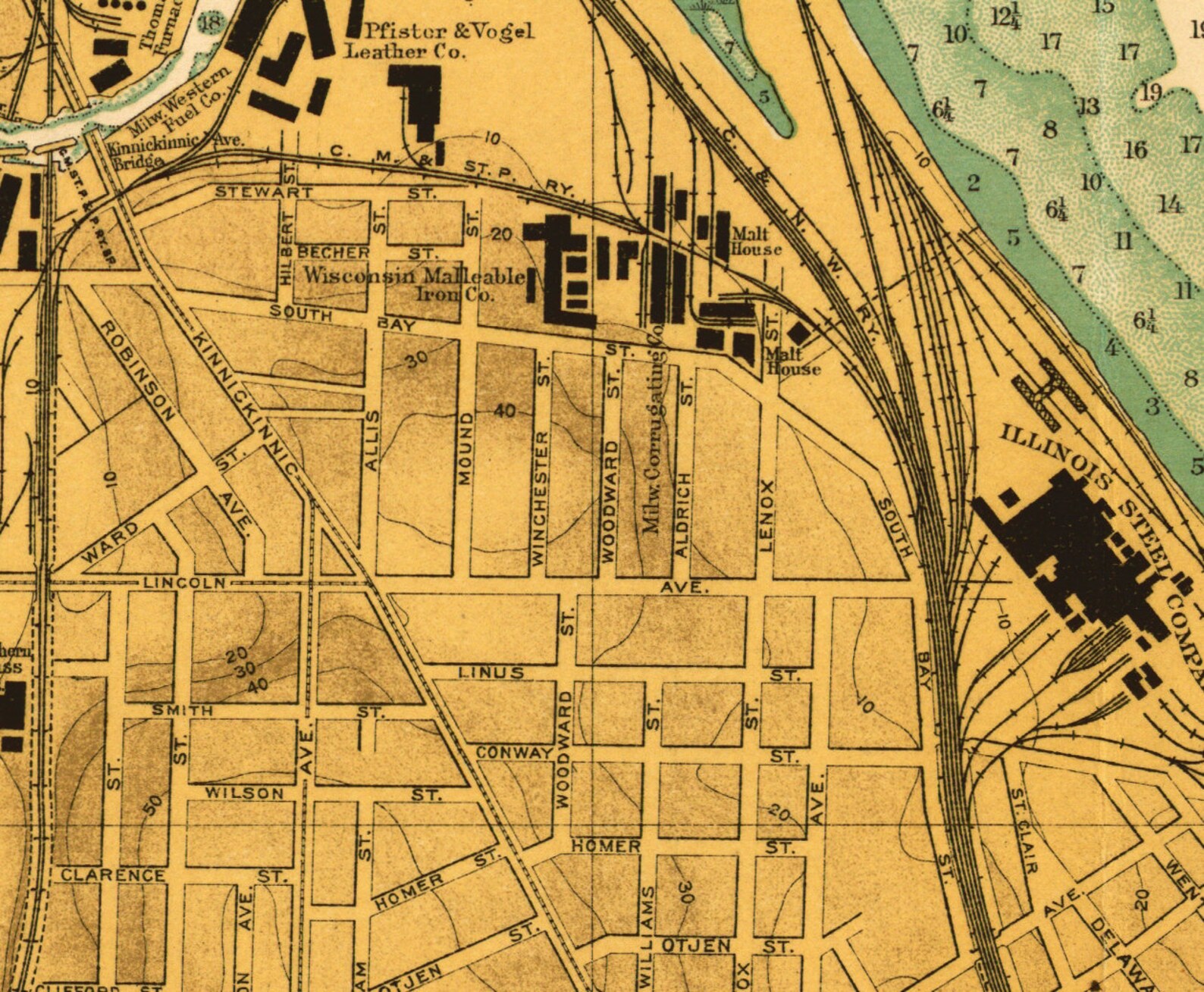 1928 Milwaukee Harbor Map Big Vintage Map of Milwaukee WI - Etsy