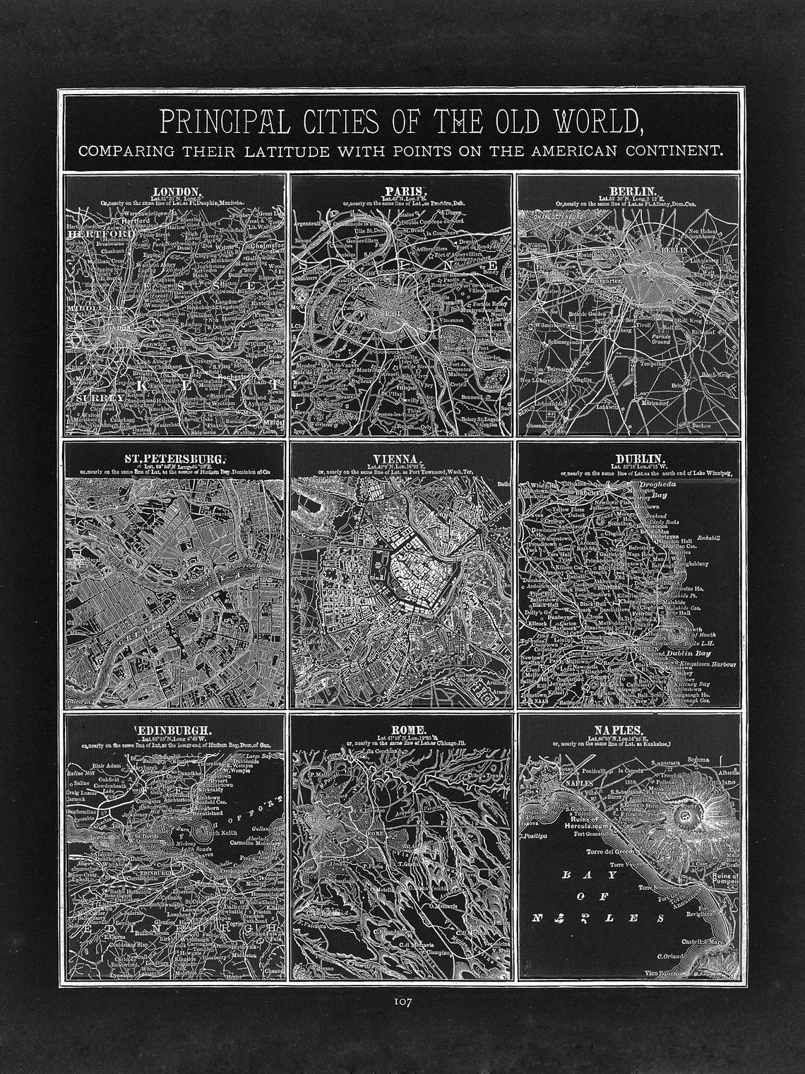 1887 Old World City Map Reprint Set- Victorian-era World Cities Map ...