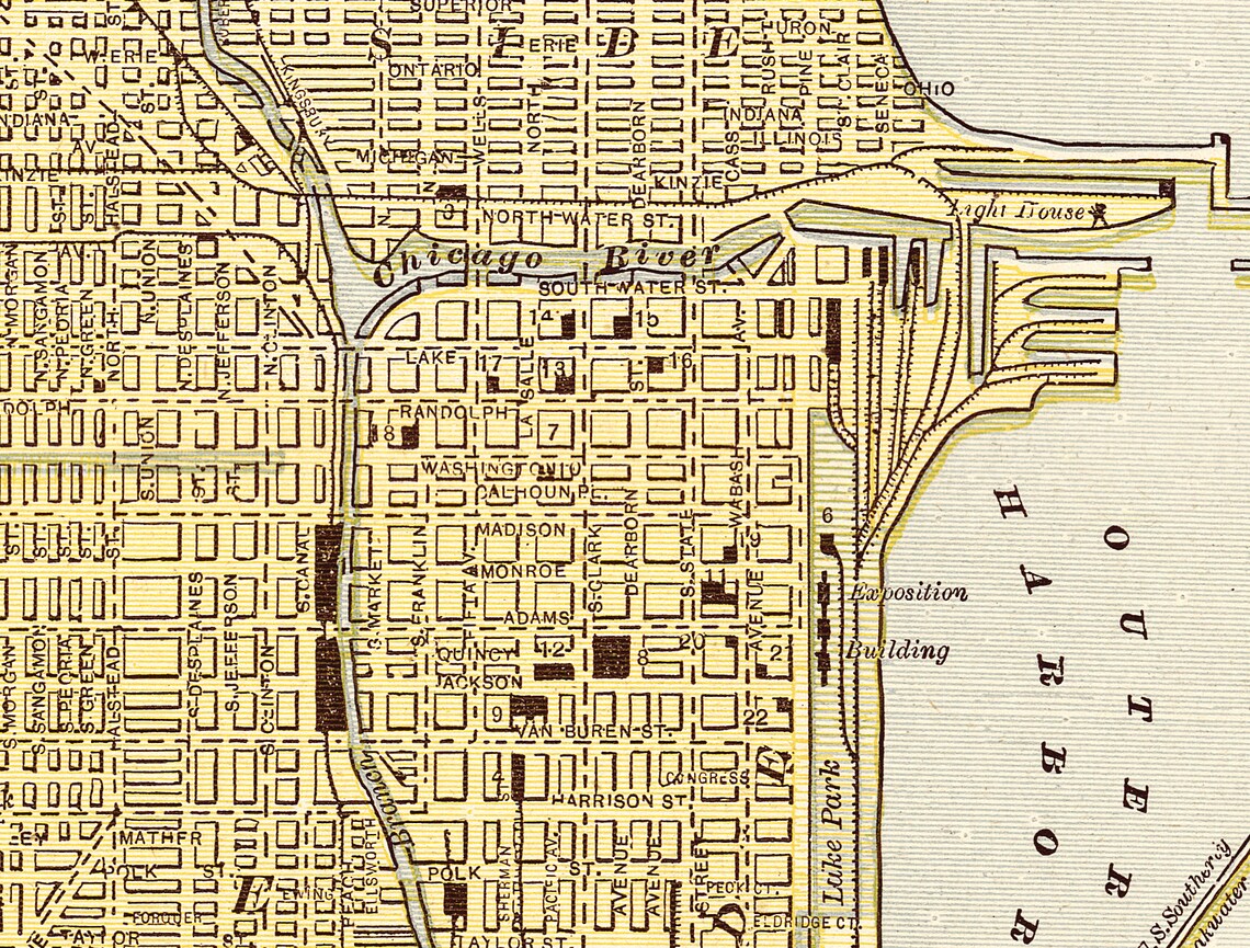 1887 Chicago Map Reprint - Vintage Chicago Reprint 4 Large/xl Sizes up ...
