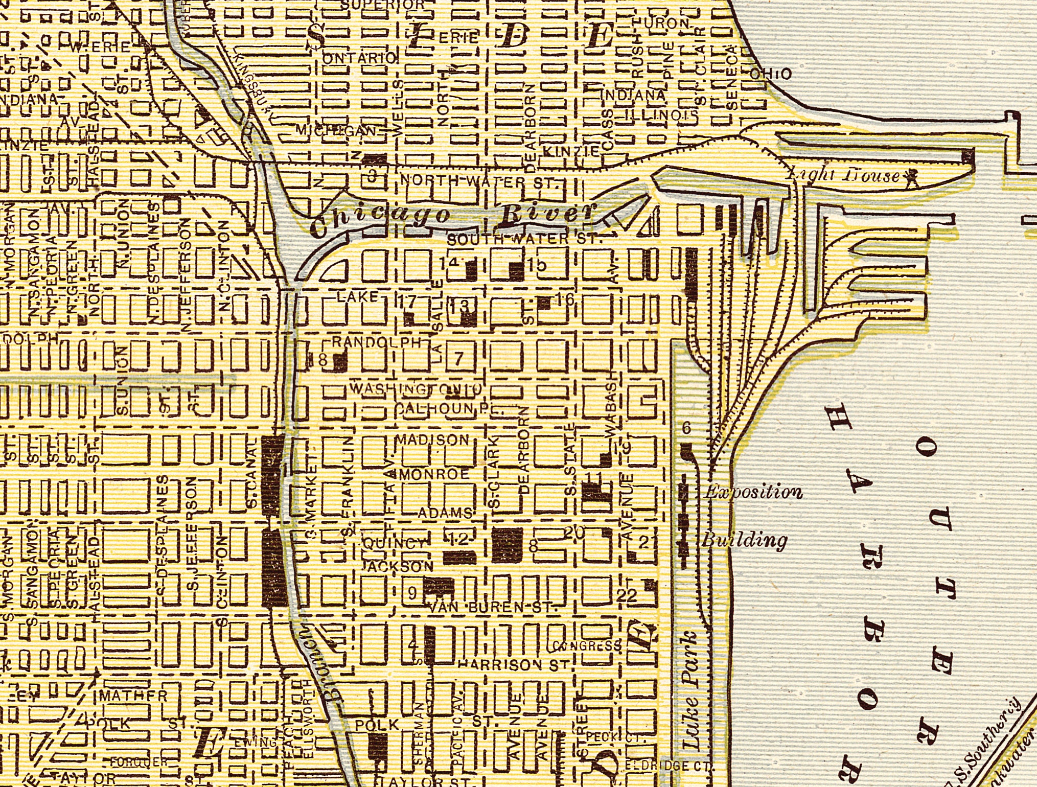 1887 Chicago Map Reprint - Vintage Chicago Reprint 4 Large/xl Sizes up ...