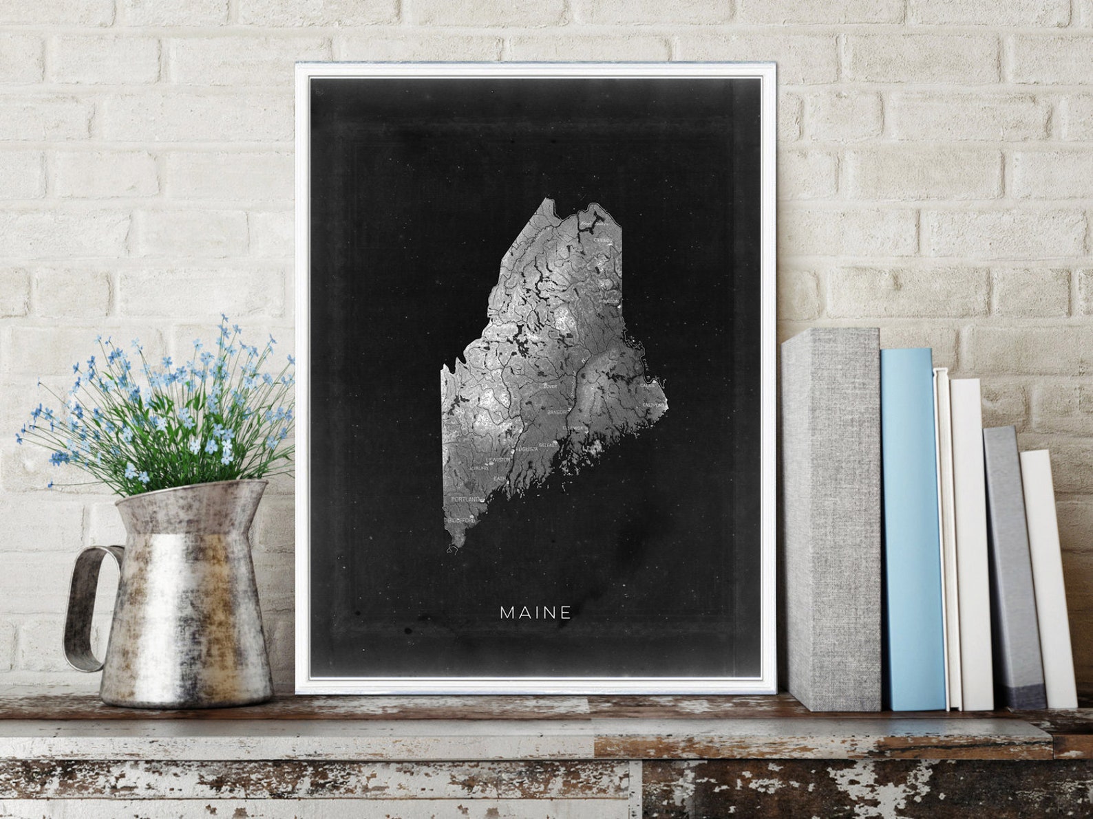 Maine Relief Map Reprint Vintage Maine Map Reprint 6 | Etsy