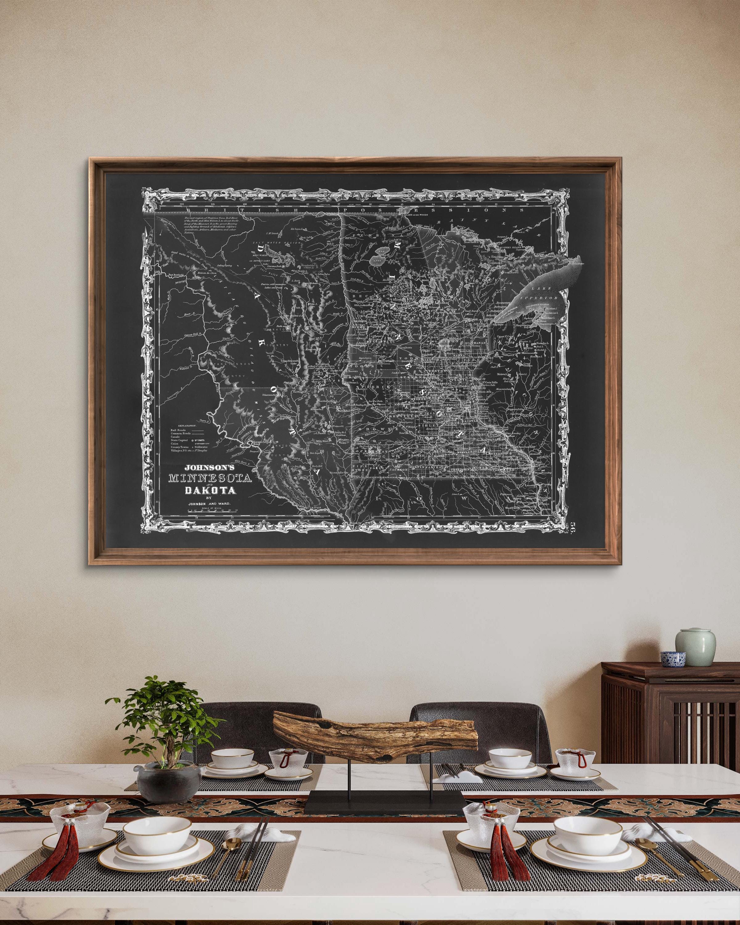 1862 Johnson's Map of Minnesota and Dakota Territory Map Reprint - 3 ...