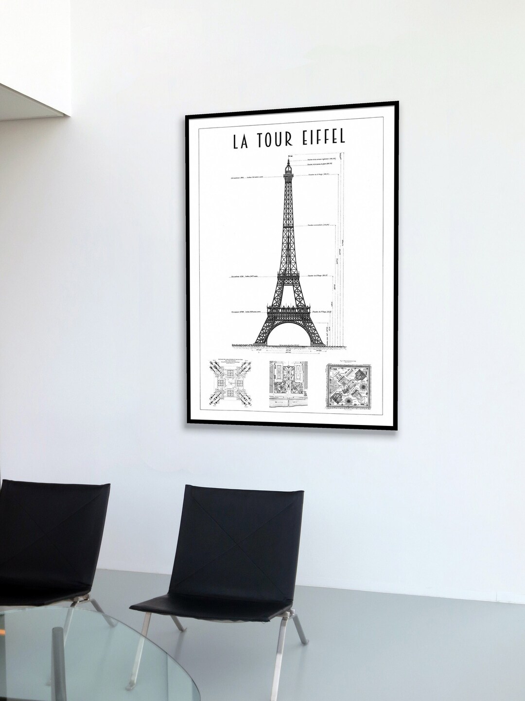 Eiffel Tower Blueprint Reprint - Eiffel Tower Poster Print - Paris ...