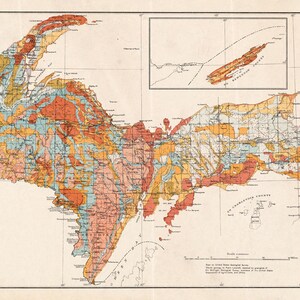 1911 Upper Peninsula Michigan Map Reprint - Vintage Geological Map ...