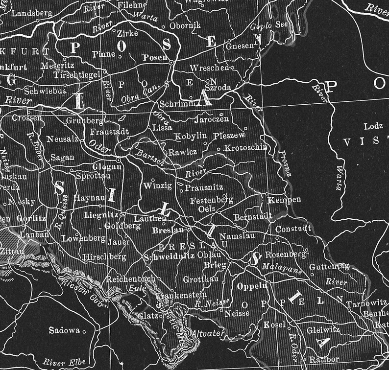 1887 Germany Map Reprint, Vintage Cram's Germany Map Reprint, 4 Large ...