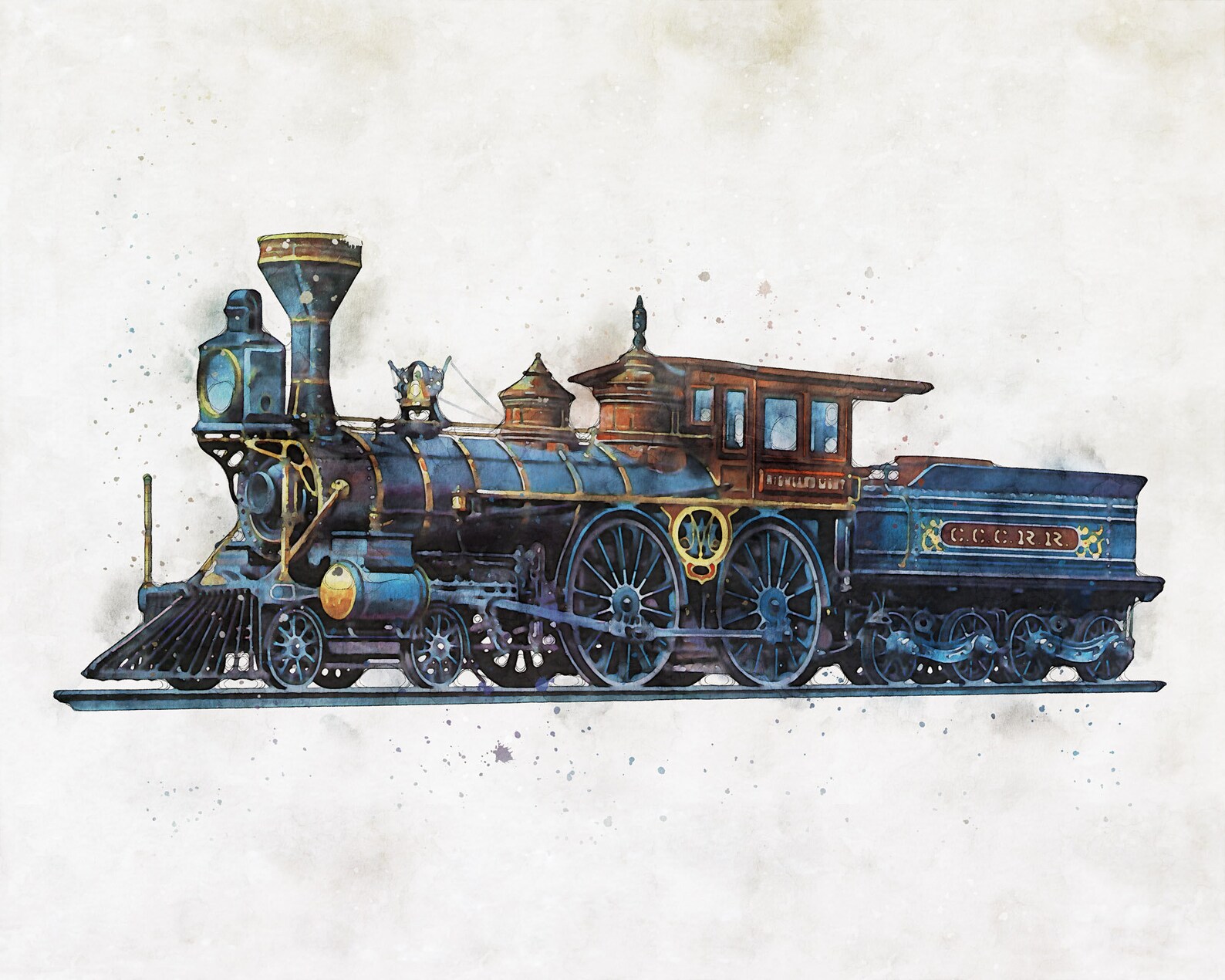 Classic Train Print Set 4-piece Digital Watercolor Train Set - Etsy
