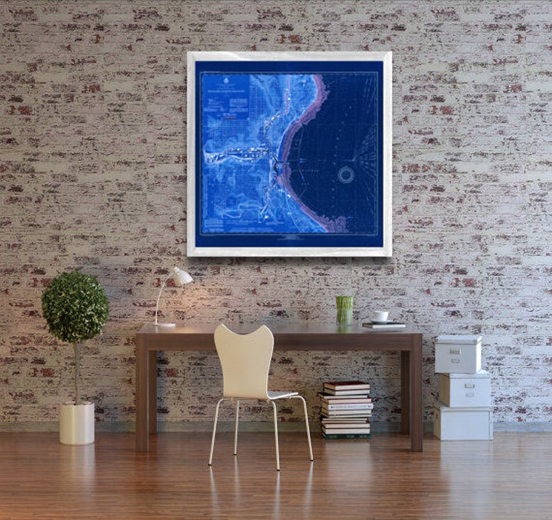 1928 Milwaukee Harbor Map Big Vintage Map of Milwaukee WI | Etsy