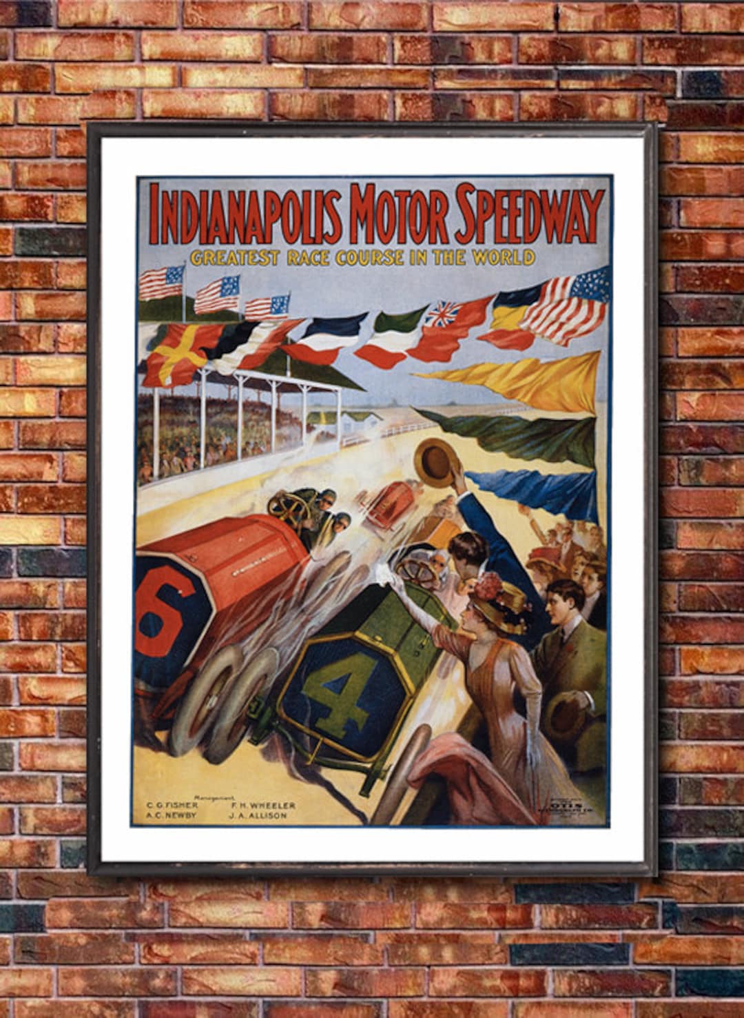 1909 Indianapolis Motor Speedway Poster Reprint, Vintage Car Racing ...