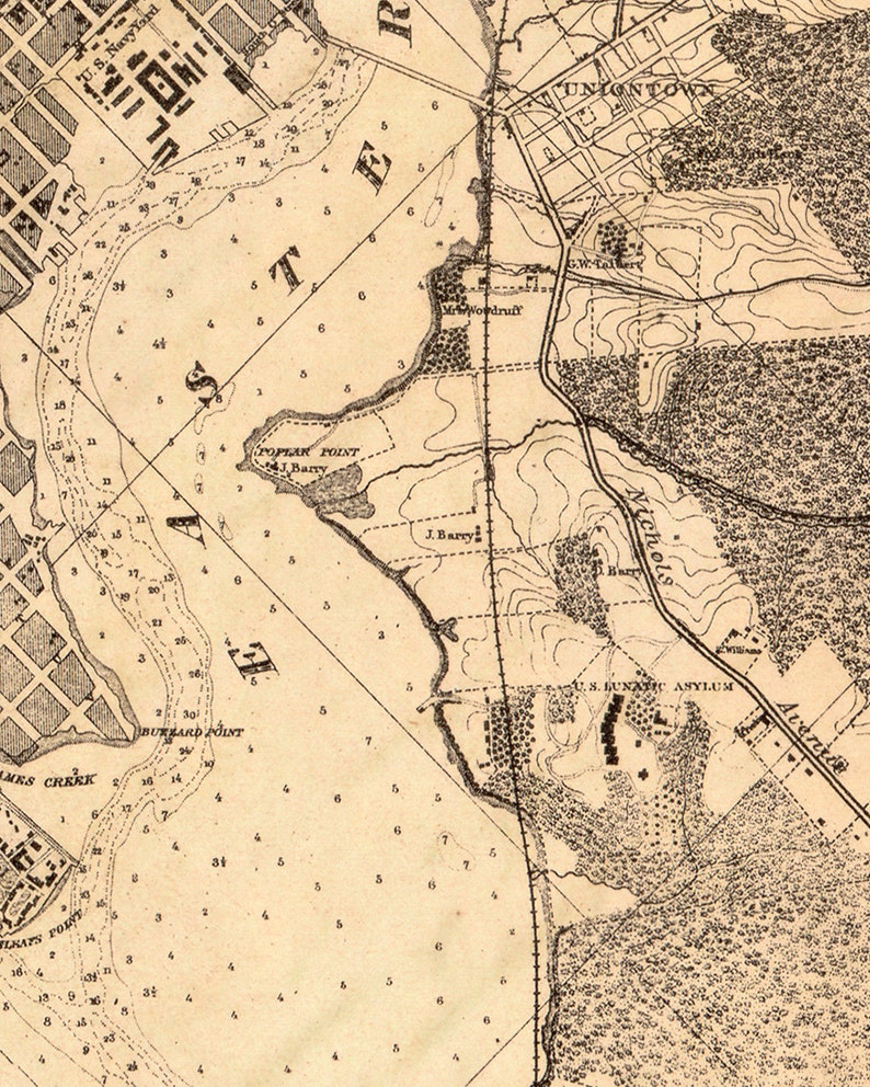 1880 Washington DC Map Vintage Georgetown/distict of Columbia - Etsy