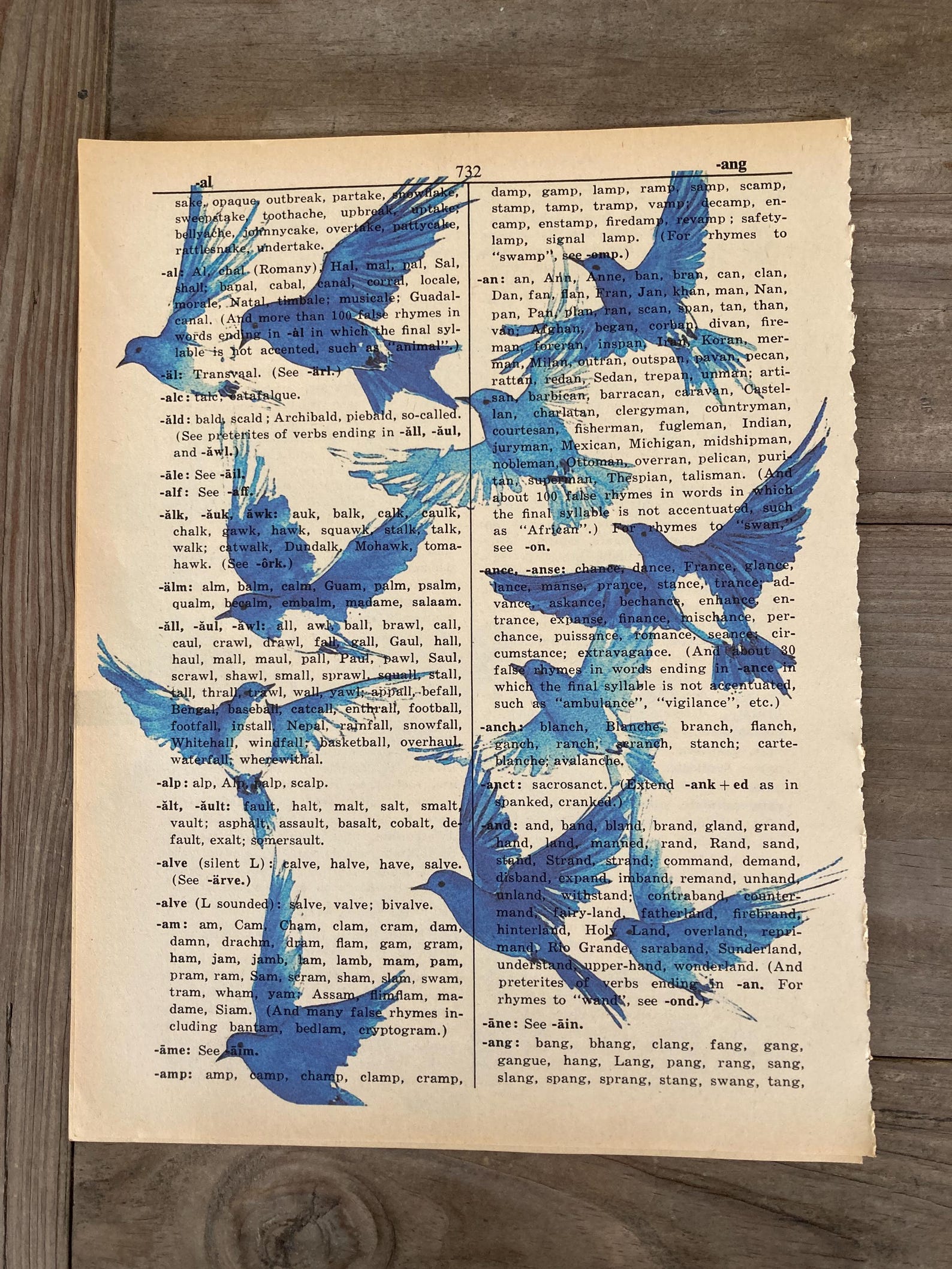 Blue Bird Themed Dictionary Prints - 4 Piece Set Watercolor Bird Print ...