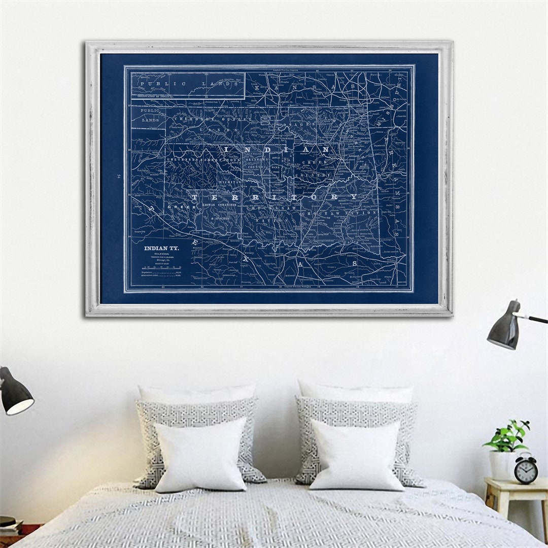 1887 Indian Territory Map Reprint - Victorian-era Oklahoma Map Reprint ...