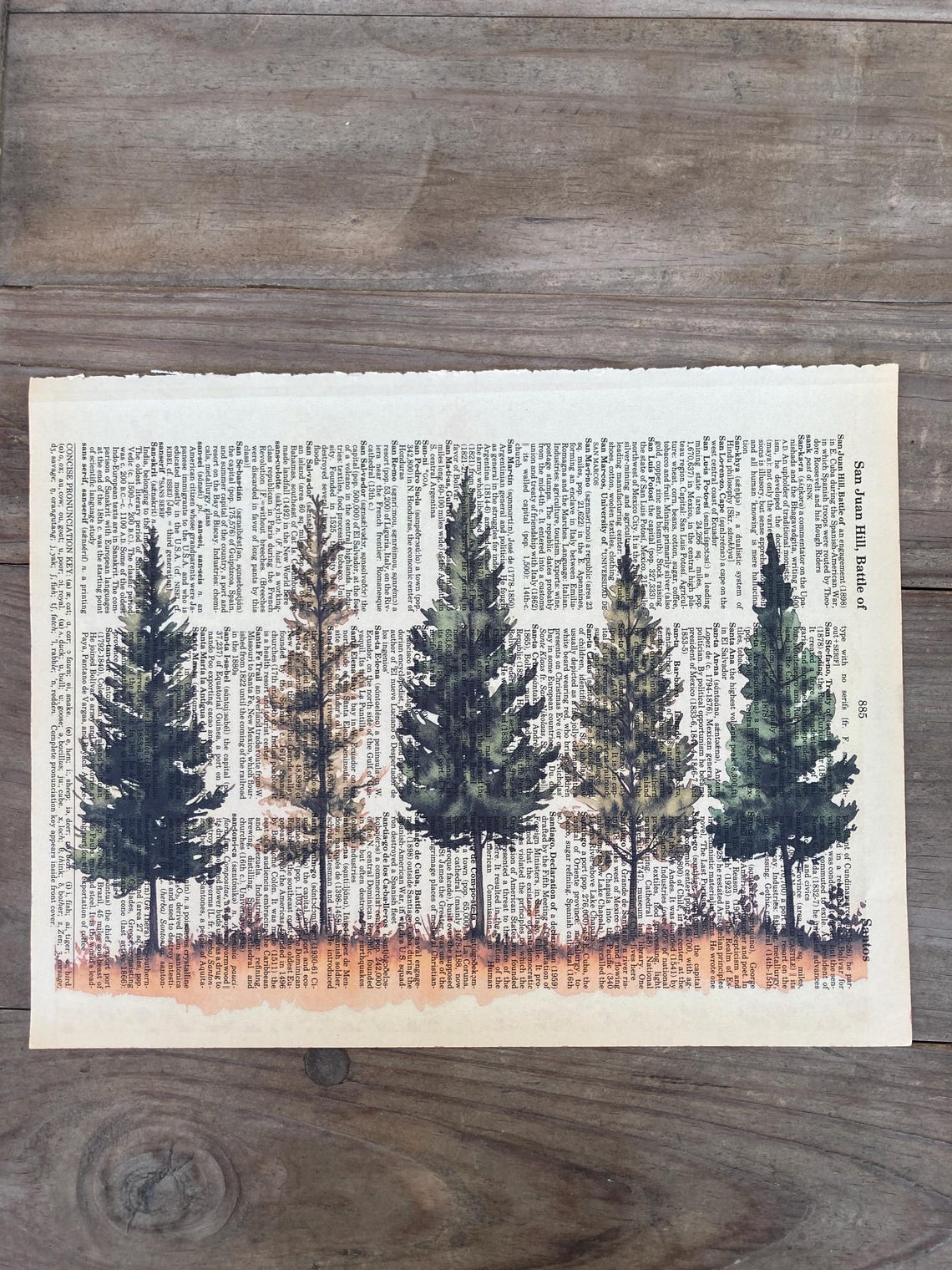 Pine Trees Themed Dictionary Print, Pine Trees, 5-piece Set, Green Tree ...