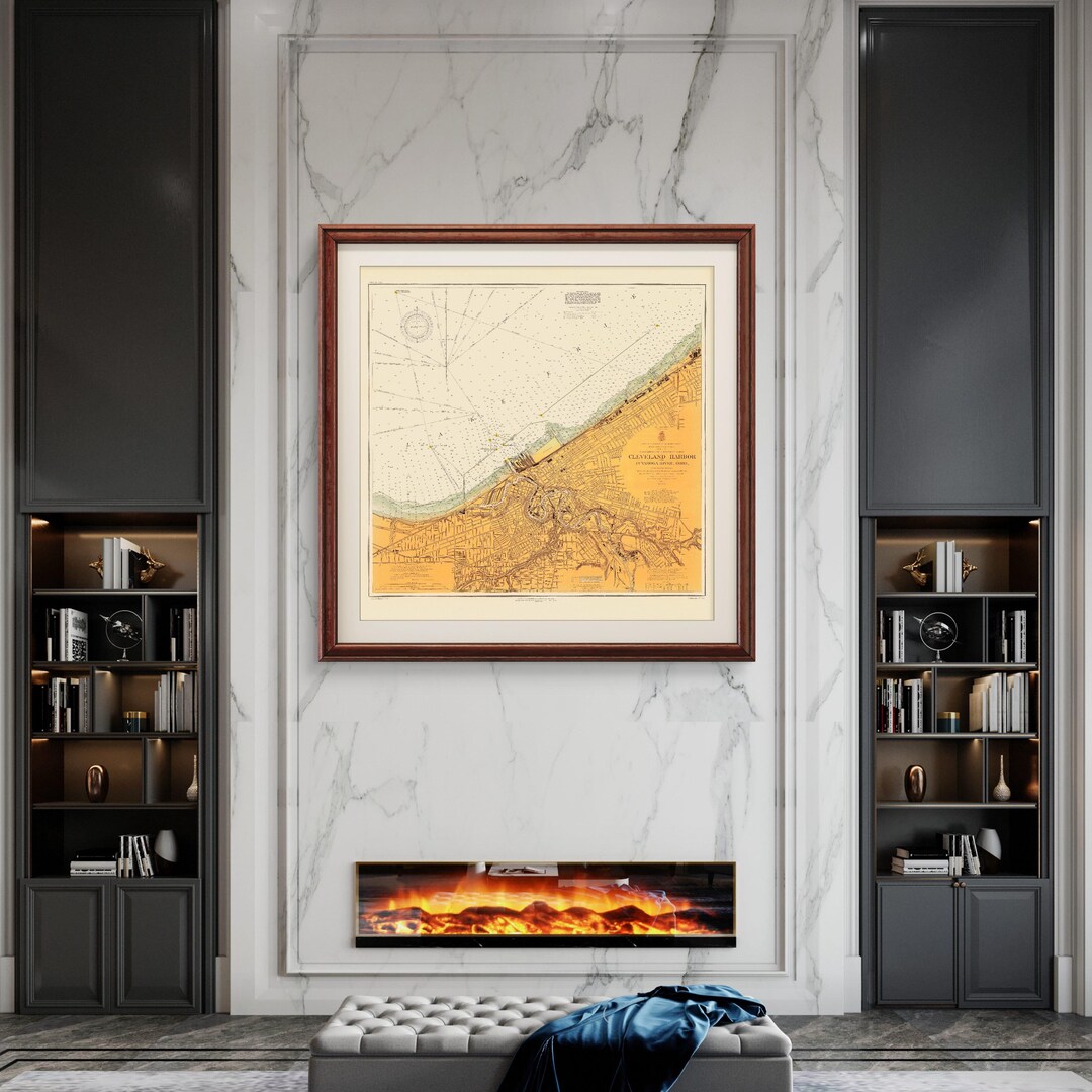 1911 Cleveland Harbor Map Reprint - Nautical Decor - 6 up to 48" X48 ...