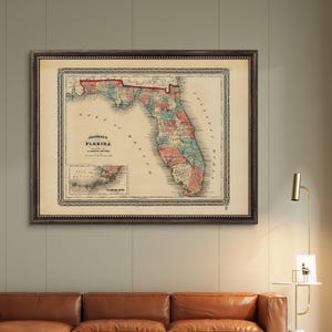 1870 Johnson's Map of Florida Reprint, Vintage Florida Map Reprint - 4 ...