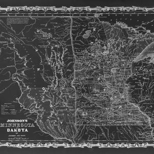 1862 Johnson's Map of Minnesota and Dakota Territory Map Reprint - 3 ...