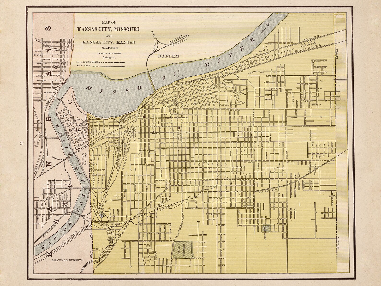 1887 Kansas City Map Reprint - Vintage Kansas City City Map Reprint - 4 ...