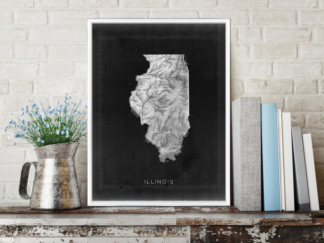 Illinois Relief Map Reprint, Vintage Illinois Map Reprint 6 Large/xl ...