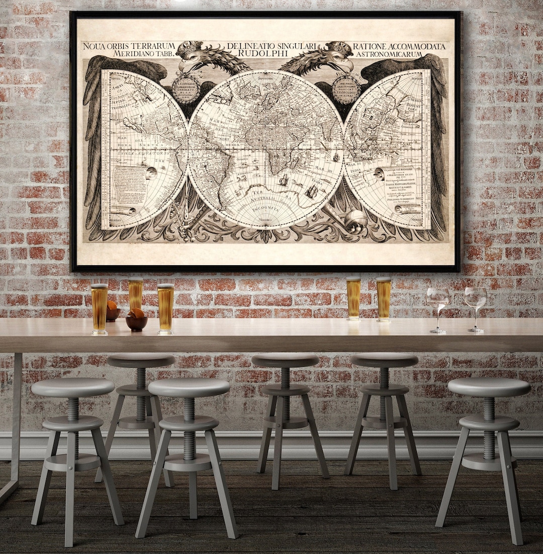 1630 Old World Map Reprint, Historical Map of the World - 3 Large/xl ...