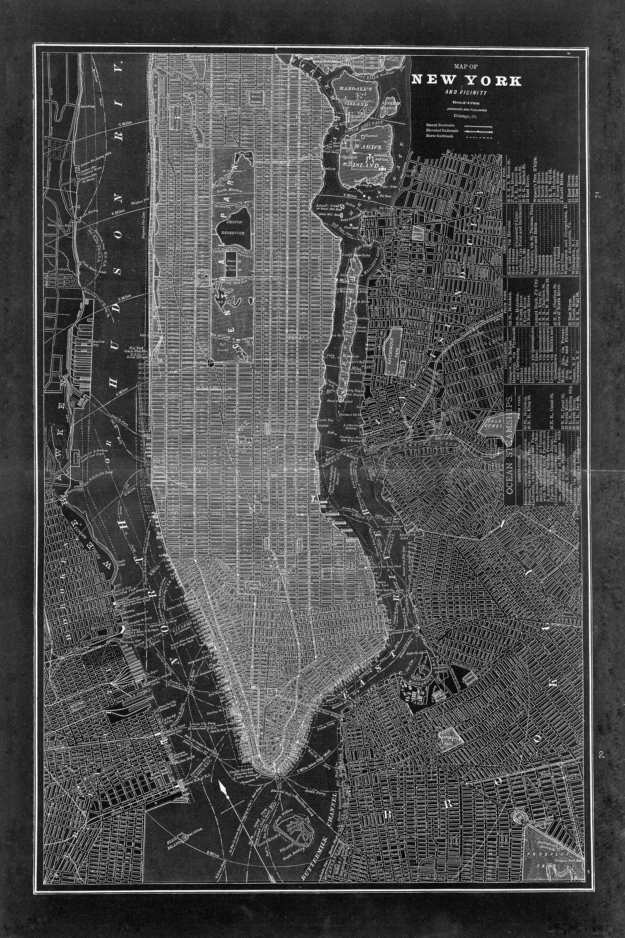 1887 New York City Map Reprint, Vintage New York City Map Reprint, 4 ...