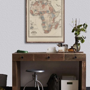 1870 Africa Map Reprint, Vintage Johnson's Africa Map Reprint 5 Large ...
