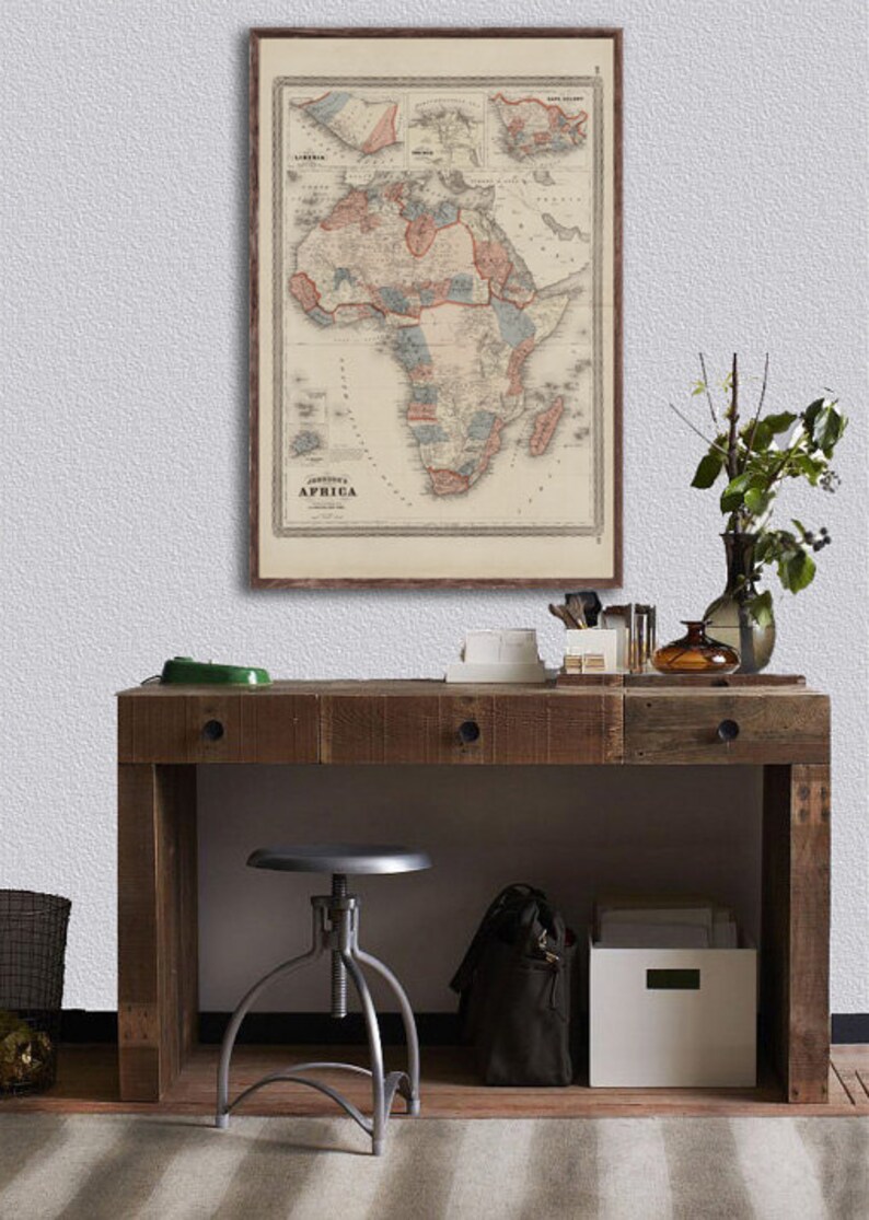 1870 Africa map reprint Vintage Johnson's Africa map | Etsy