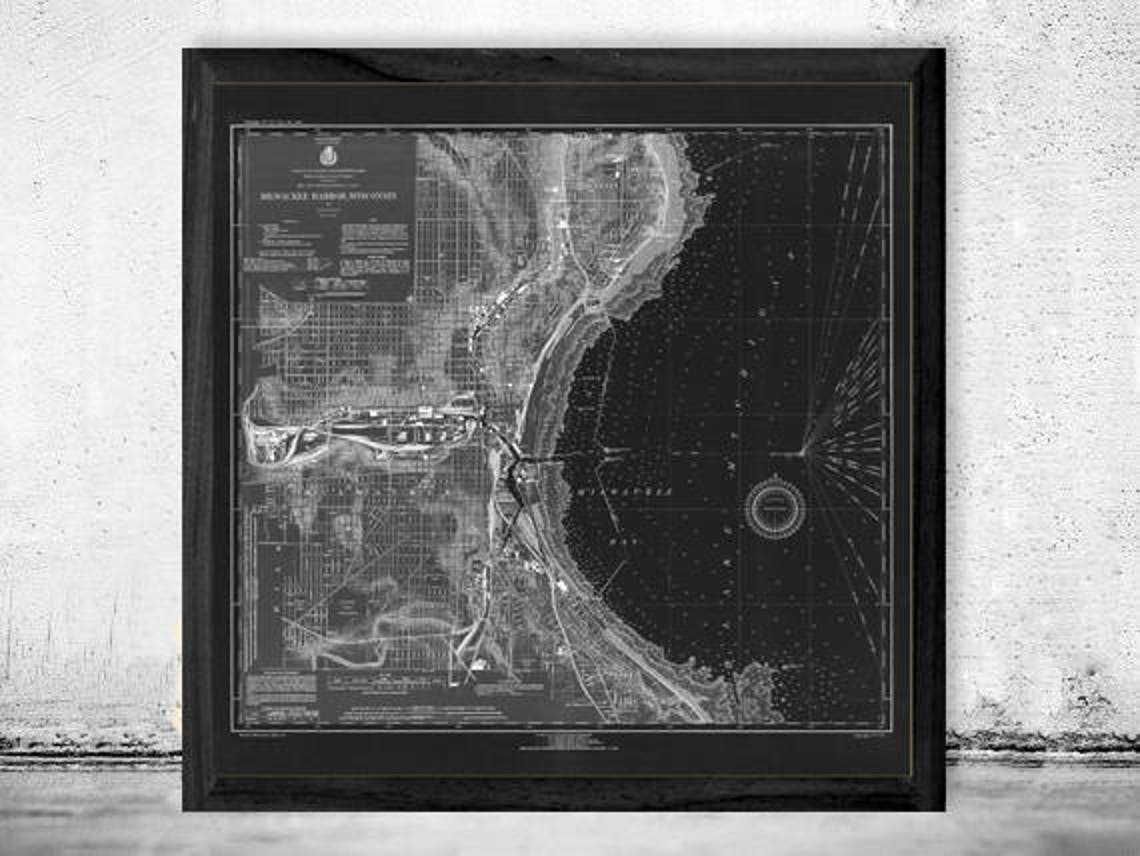 1928 Milwaukee Harbor Map Big Vintage Map of Milwaukee WI | Etsy