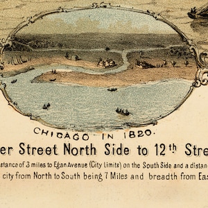 1868 Chicago Panorama Reprint, Vintage Pre-great Fire Chicago Map ...