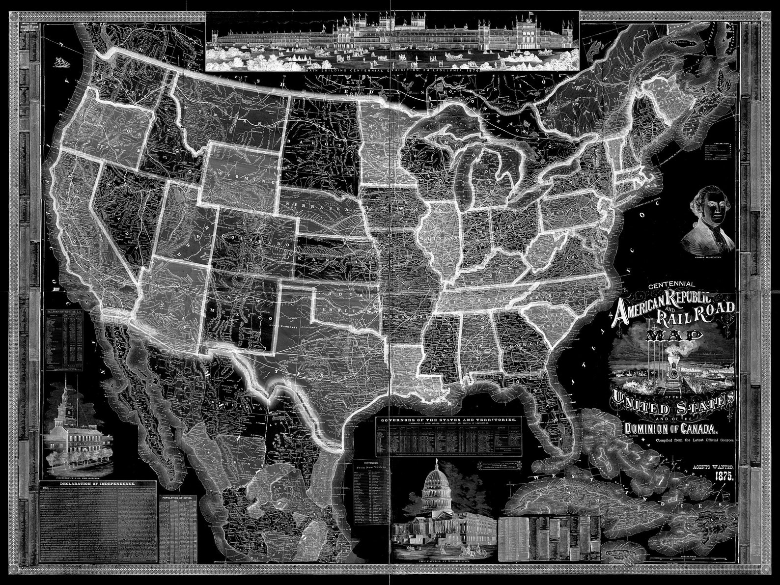 1875 US Railroad Map Reprint Vintage USA Map Reprint 4 | Etsy