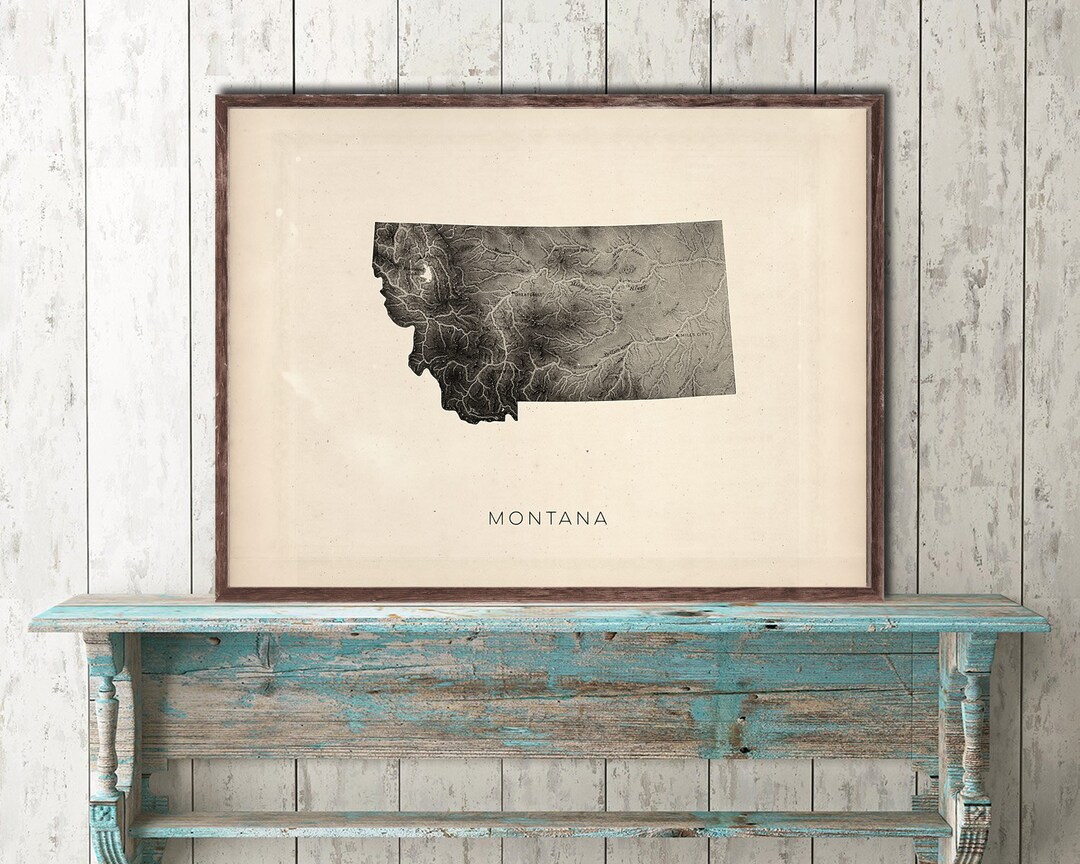 Montana Relief Map 6 Large/xl Sizes up to 40x30 and Three Color Schemes ...