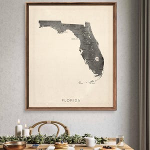 Florida Relief Map Reprint, Vintage Florida Map Reprint 6 Large/xl ...