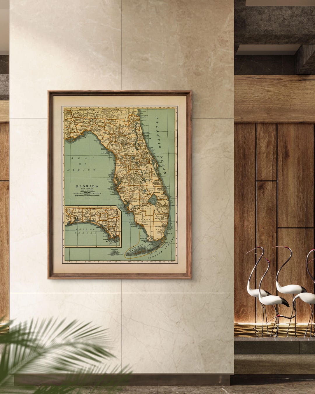 1920 Florida Map Reprint, Retro Map Decor, 3 Large Sizes to 30 X 40 ...