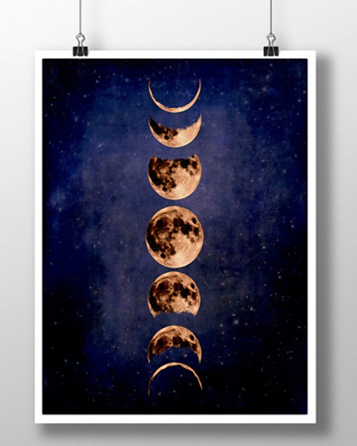 Moon Posterfull Moonmoon Art With Moon Phasesastronomy | Etsy