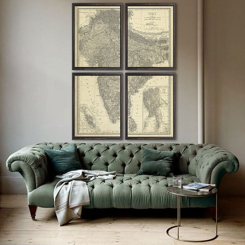1912 India Map Reprint - SE Asia/india Map Decor - 6 L/XL Sizes up to ...